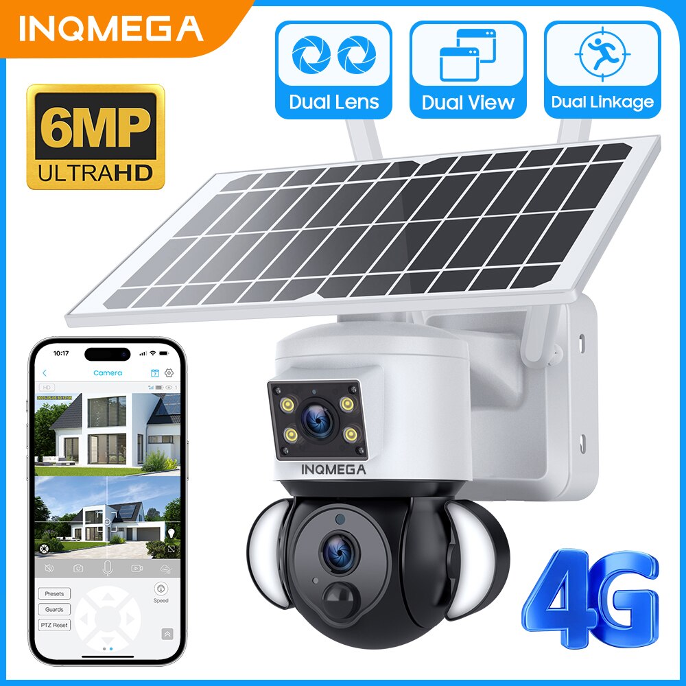 INQMEGA UHD 3K 6MP Solar Camera Outdoor 4G Waterproof Humanoid Secur